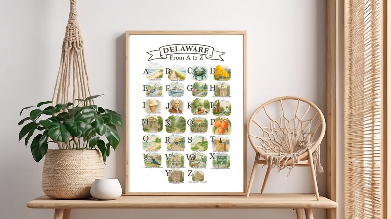Delaware Alphabet Poster: State Symbols & Icons Wall Art - Etsy