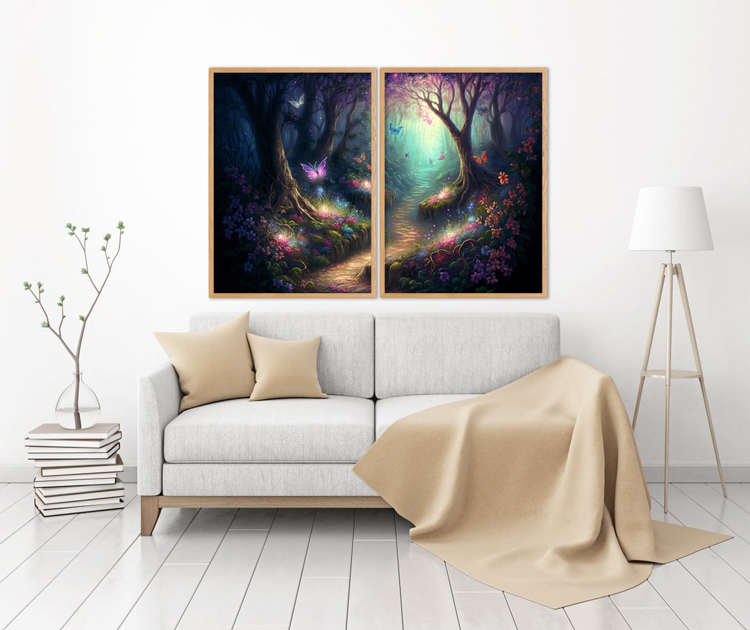 Mystical Fairy Forest Cottage Core, Fantasy Art, Set of 2 Poster Prints ...