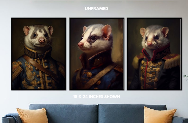 The Three General Ferret, Set of 3, Poster Prints, Wall Art Décor - Etsy