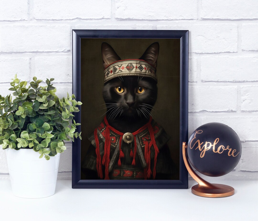 Black Cat Wearing Traditional Peruvian Cultural Costume, Poster Prints ...