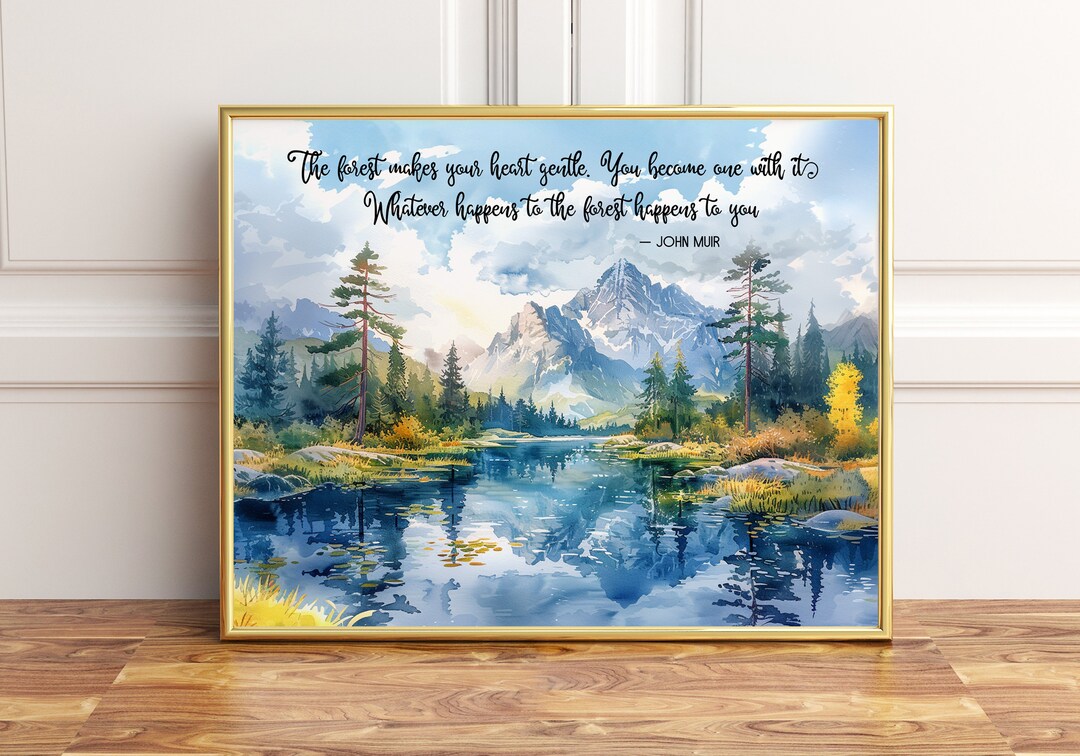 John Muir Quote Poster Print, Forest Landscape Painting, Cabin Decor - Etsy