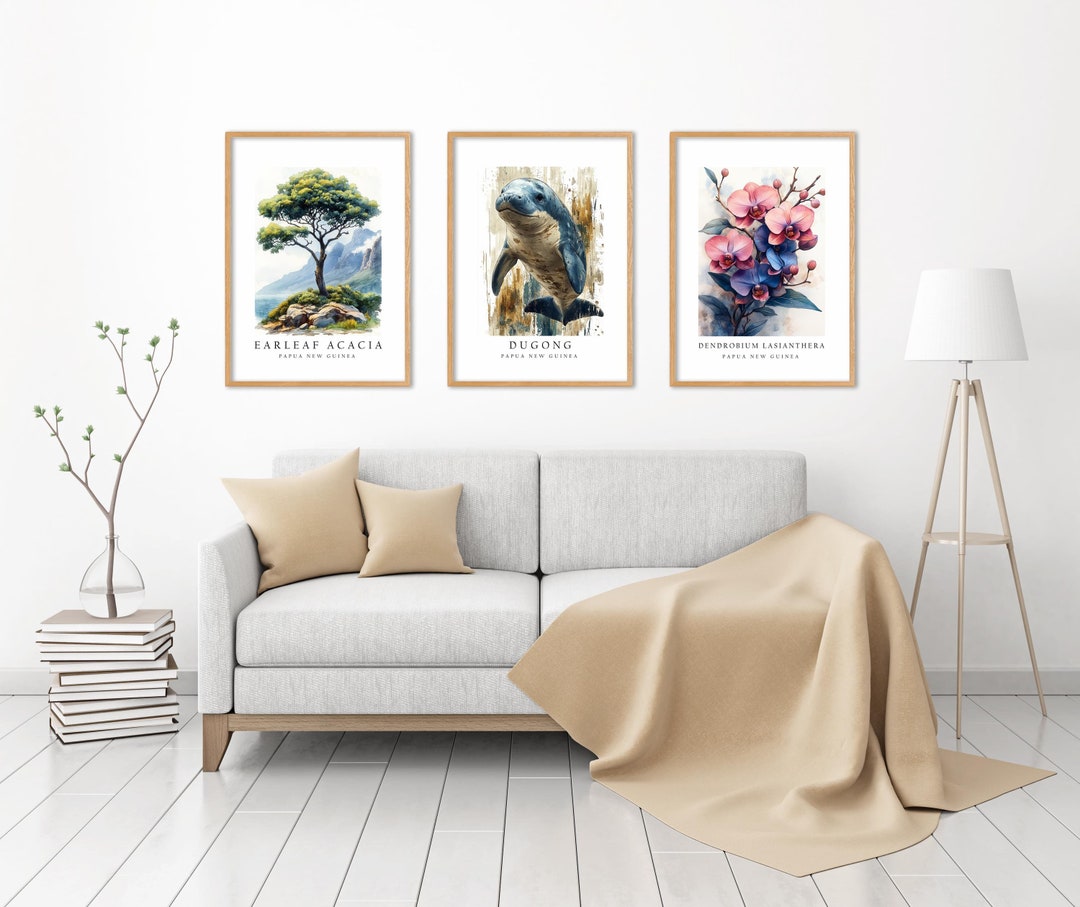 Papua New Guinea National Symbols Poster Prints: Dugong, Flower, Tree ...