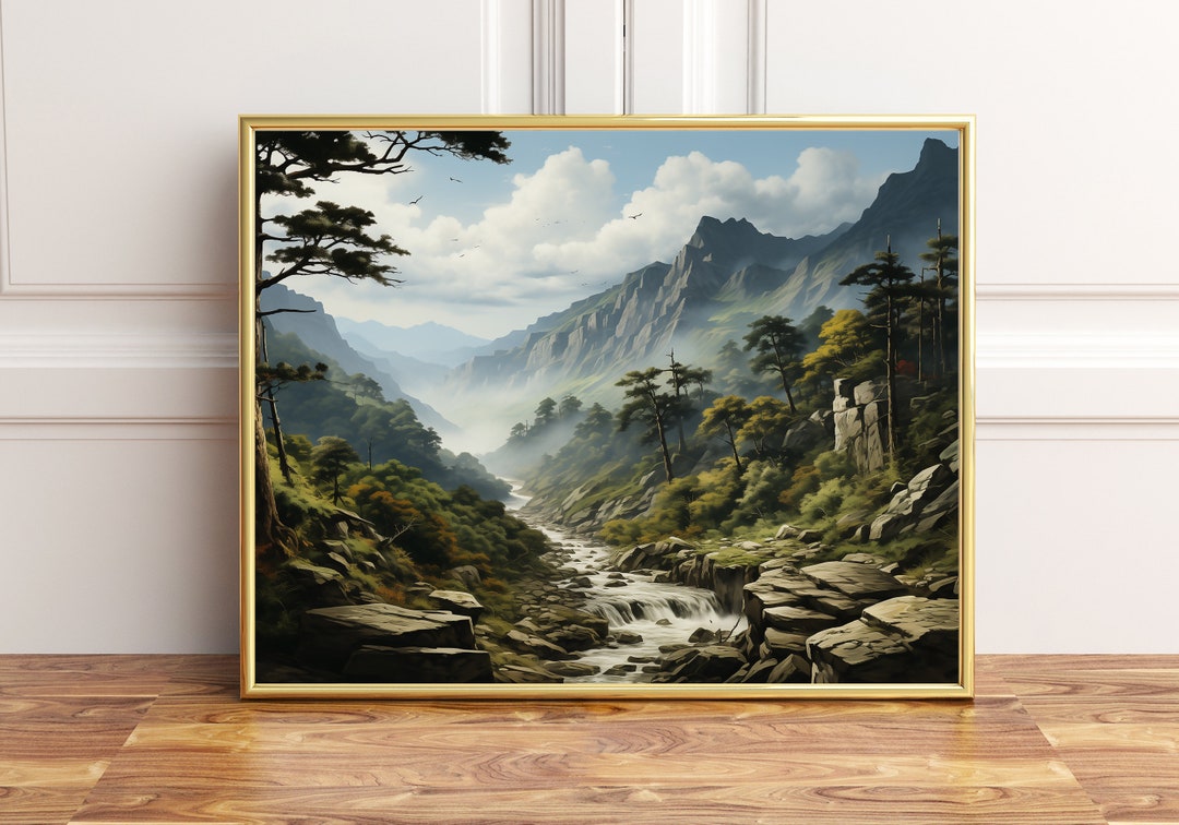 A Group of Tail Trees at the Foot of the Mountain, Poster Prints, Wall ...