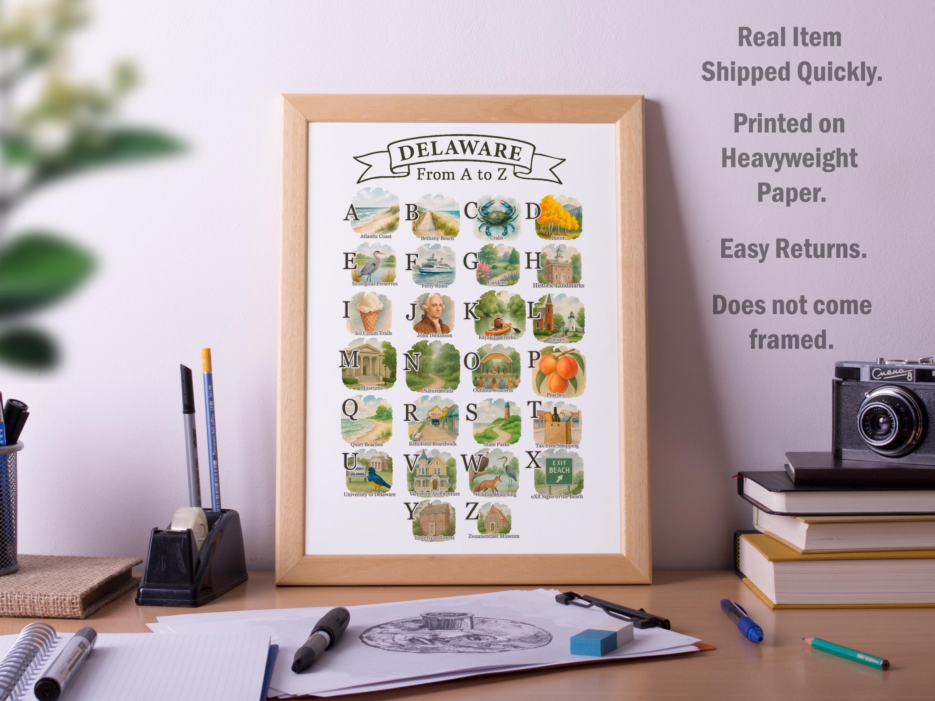 Delaware Alphabet Poster: State Symbols & Icons Wall Art - Etsy