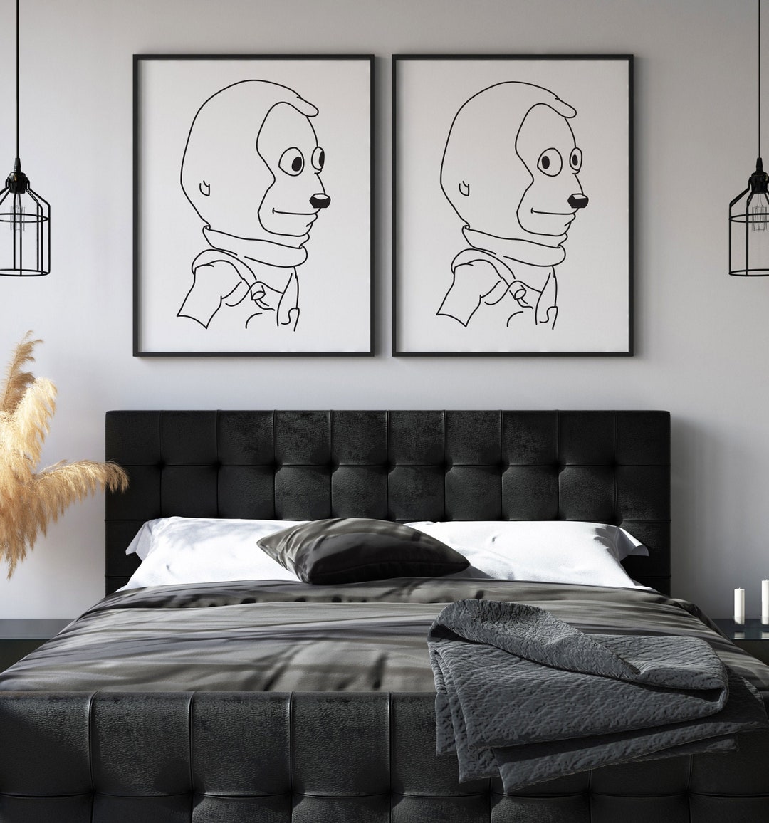 Monkey Puppet Line Art, Awkward Look Monkey, Poster Print, Set of 2 - Etsy