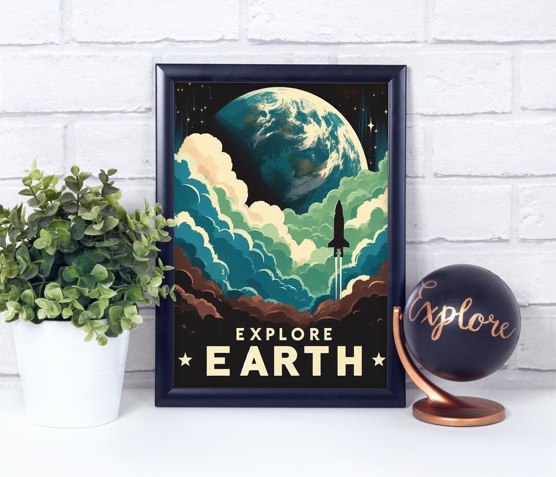 Planet Earth, Explore Outer Space Travel, Poster Print, Wall Décor - Etsy