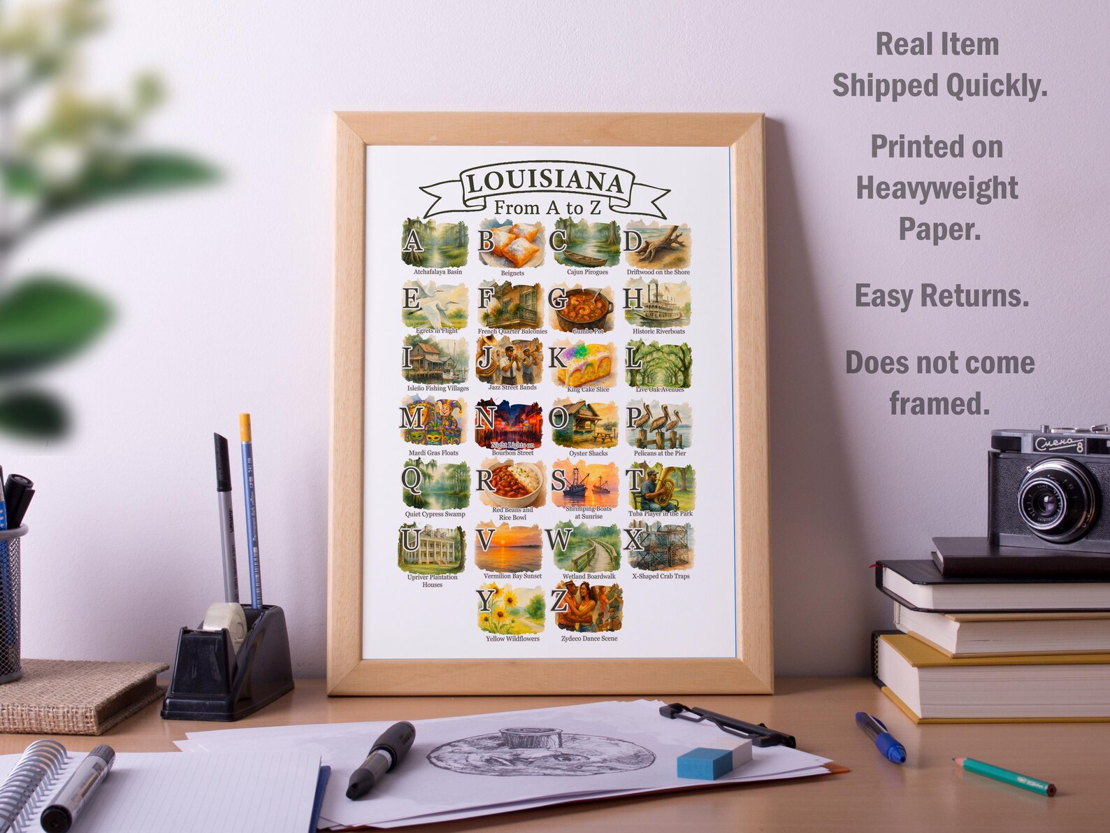 Louisiana Alphabet Poster: State Symbols & Icons Wall Art - Etsy