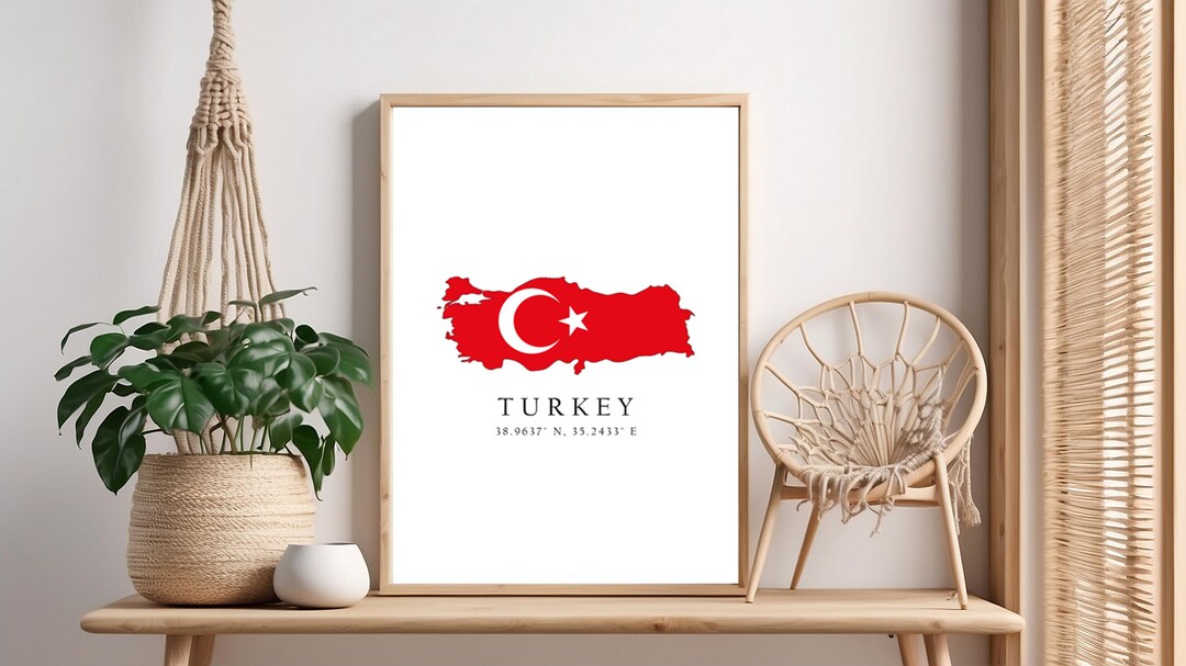 Turkey Map Print, Turkey Flag, Turkey Latitude Longitude Coordinates ...
