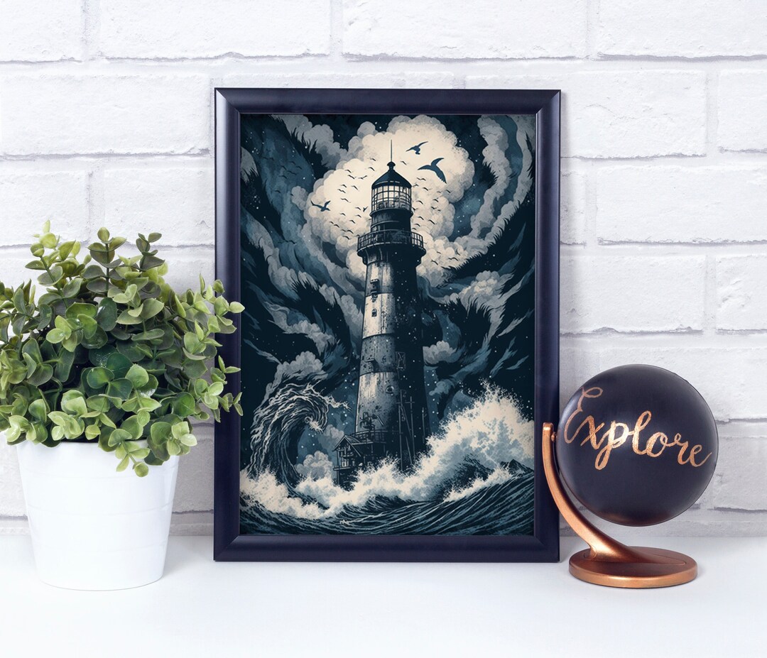 Lighthouse and the Storm, Poster Prints, Home Wall Art Décor - Etsy