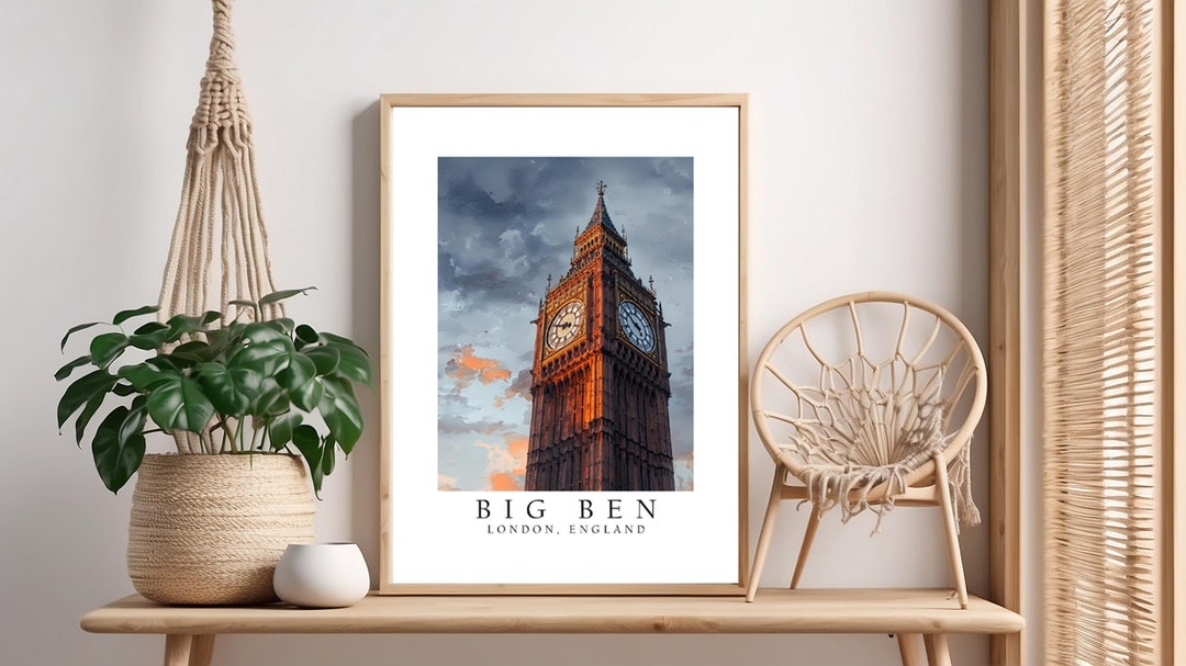 Big Ben, Cultural Landmark in London, England, Travel Poster, Art Print ...