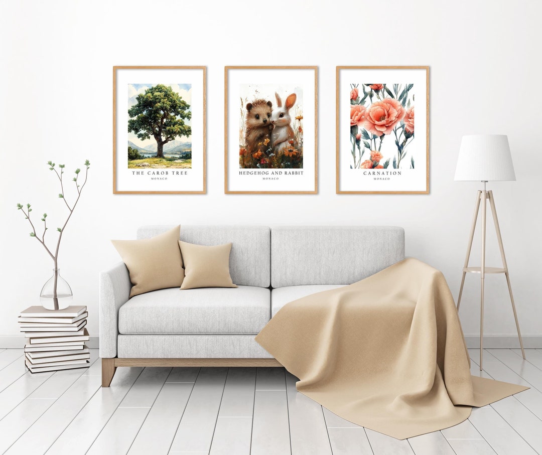 Monaco National Symbols, the Hedgehog and Rabbit, Carnation Flower ...