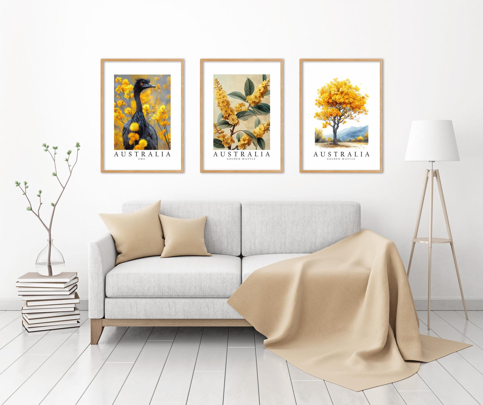 Australian National Symbols Poster Prints, Emu & Golden Wattle, Set of ...