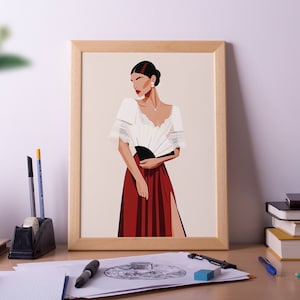 Filipina Wearing Elegant Filipiniana Woman Art, Poster Print, Home ...