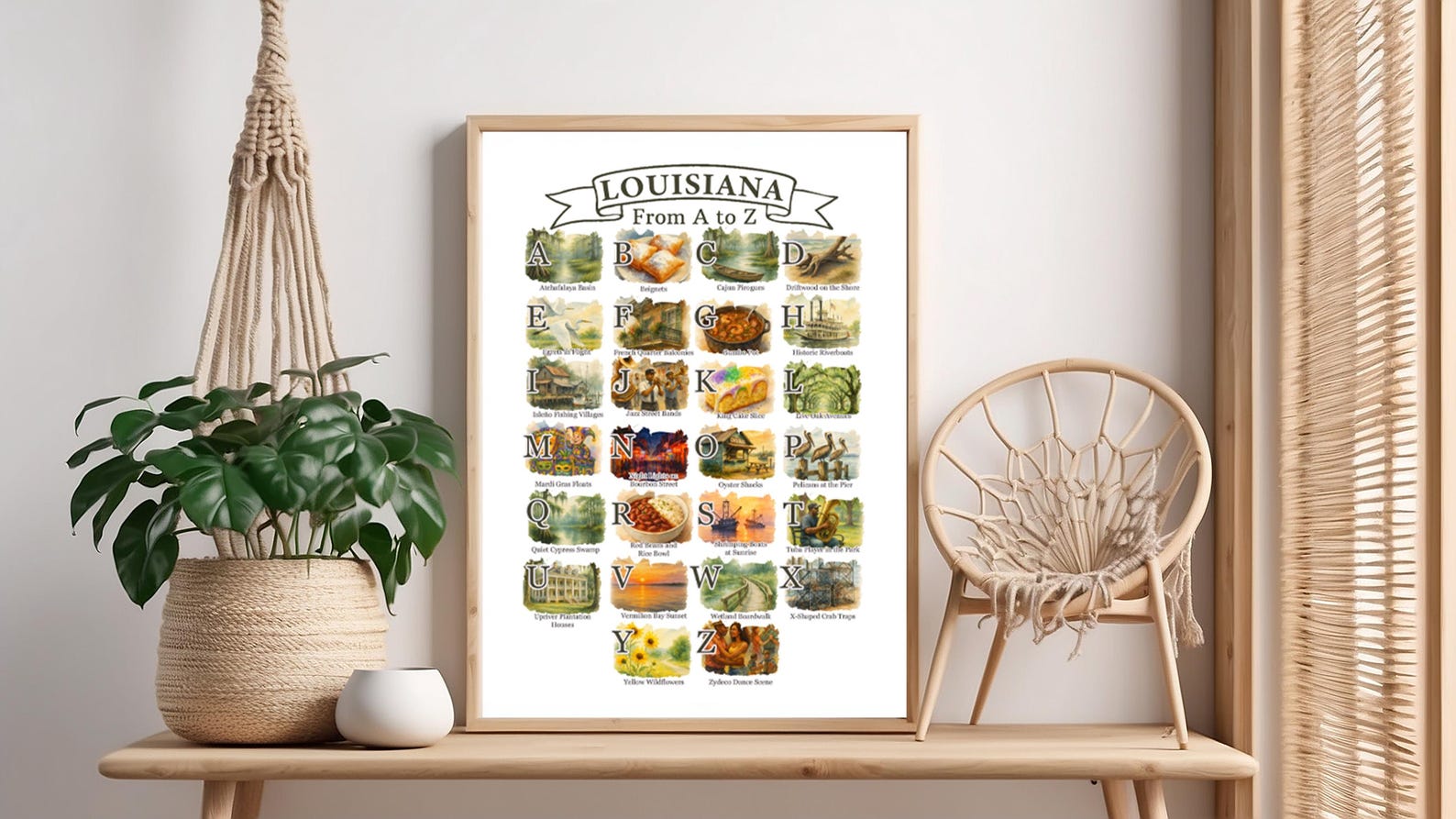 Louisiana Alphabet Poster: State Symbols & Icons Wall Art - Etsy