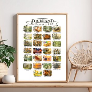 Louisiana Alphabet Poster: State Symbols & Icons Wall Art - Etsy