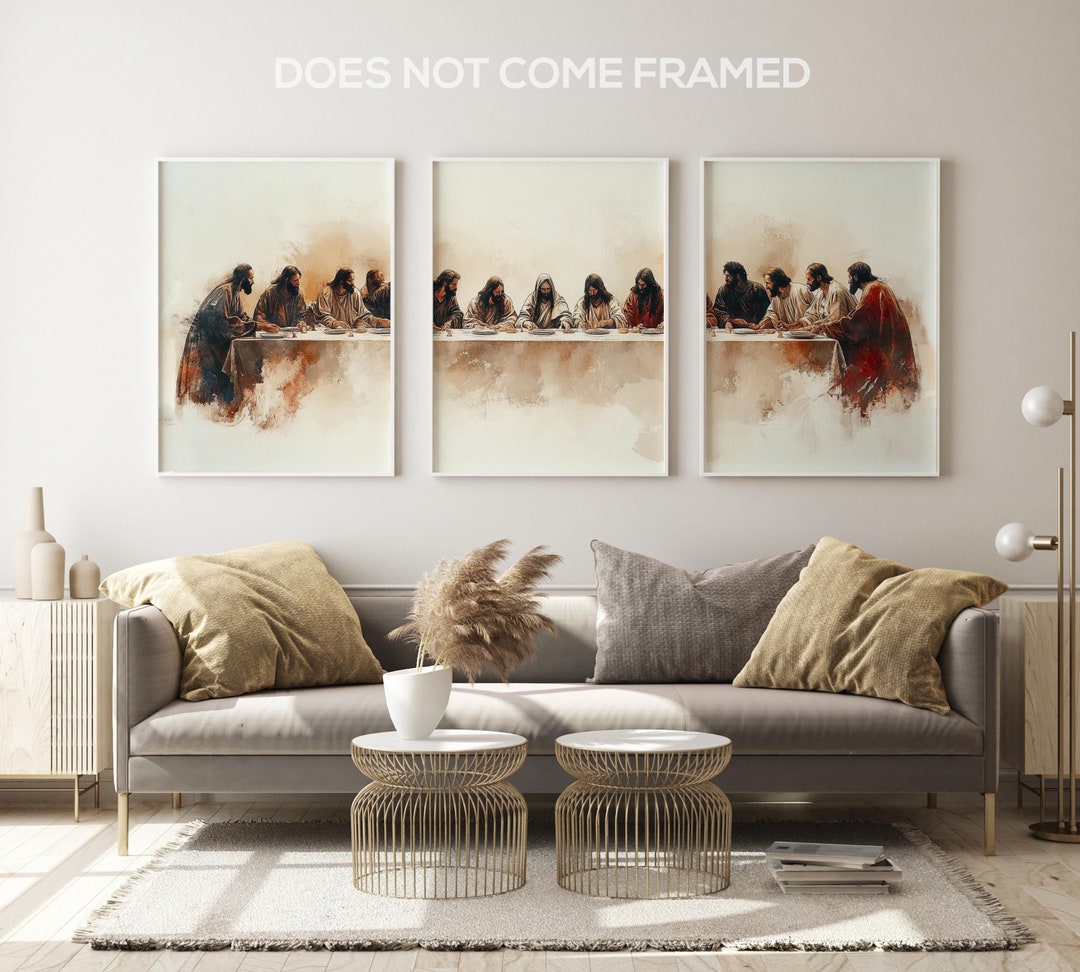 The Last Supper, Religious Poster, Textured Watercolor Style Art Print ...