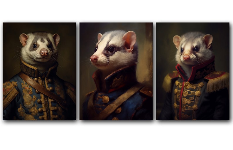 The Three General Ferret, Set of 3, Poster Prints, Wall Art Décor - Etsy