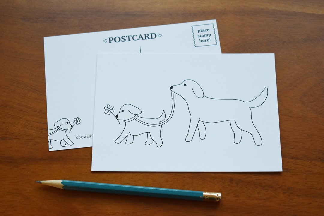 Dogs Walk Postcards - Set of 5 - Etsy