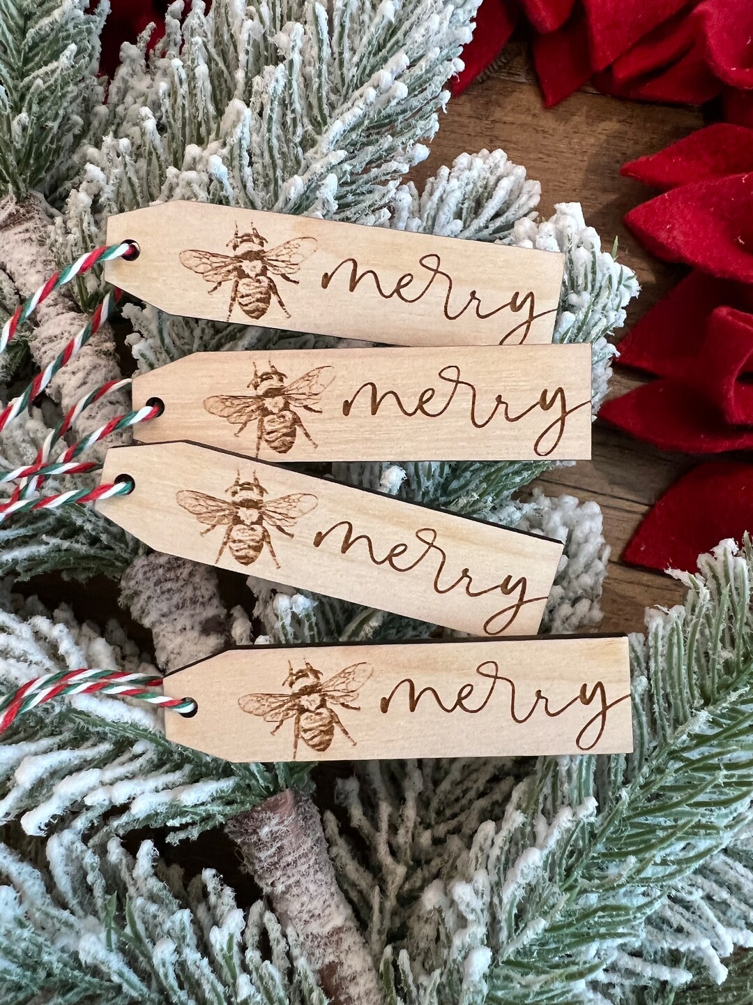 Mini Bee Merry Tags | Gift Tags | Christmas - Etsy
