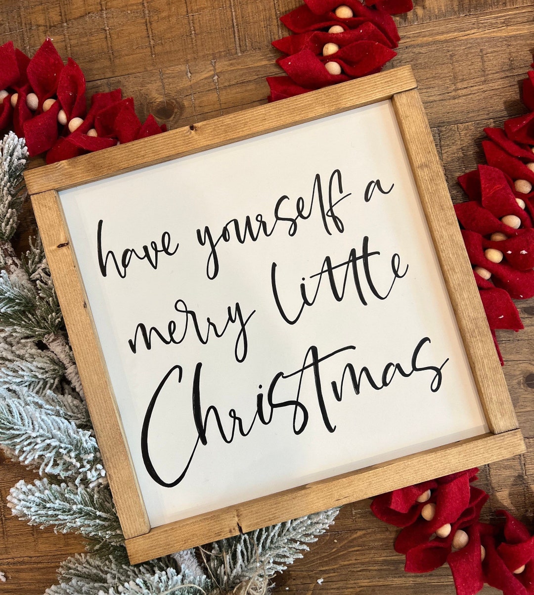 Merry Little Christmas | Framed Sign | Calligraphy | Modern Farmhouse ...