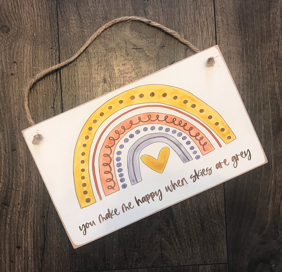 Boho Rainbow Sign | You Make Me Happy | Rope Hanger Sign | Just Because ...