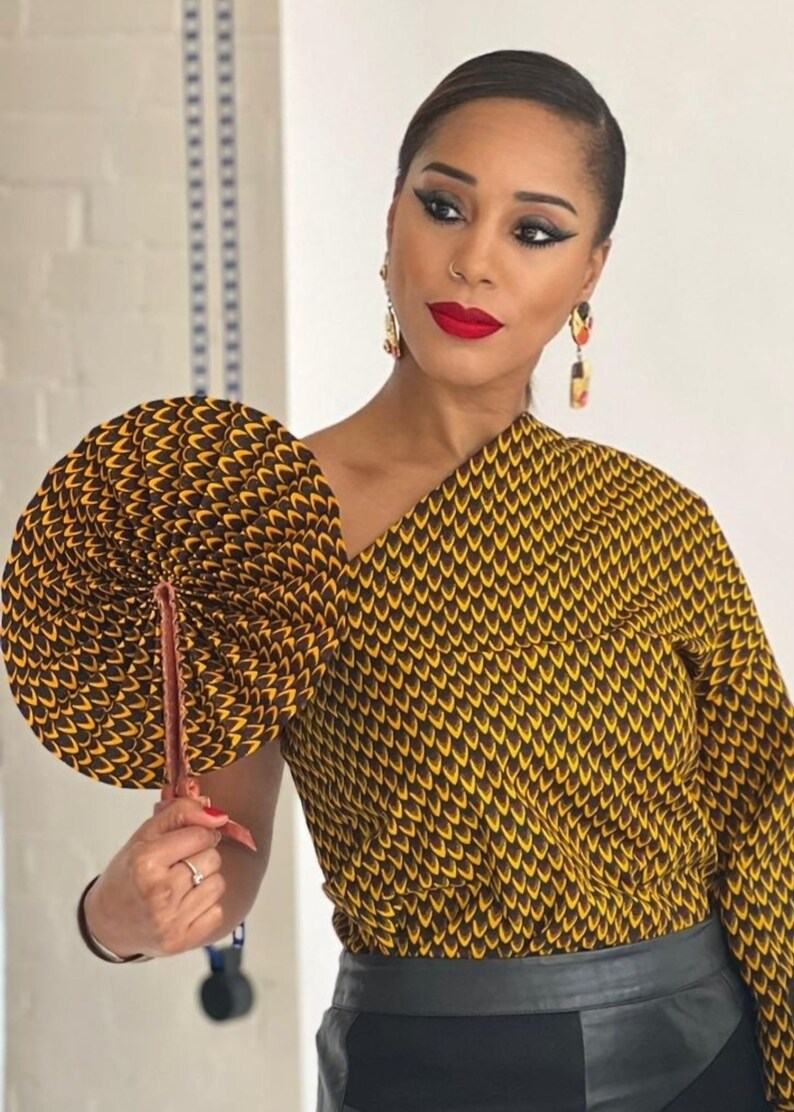Handmade Ankara Fan, African Print Fan, Folding Fan, Leather Hand Fan ...