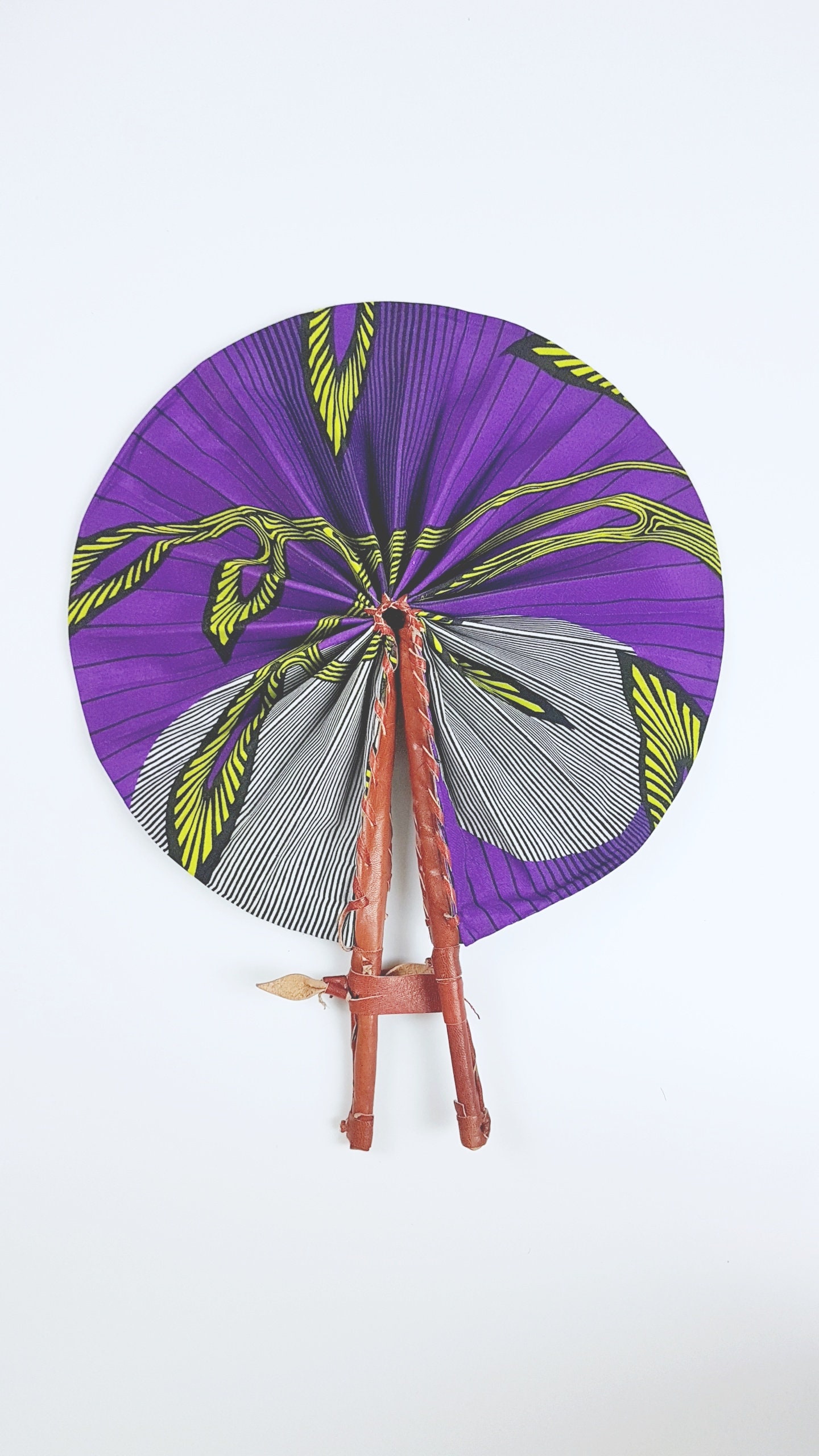 Handmade Ankara Fan, African Print Fan, Folding Fan, Leather Hand Fan ...
