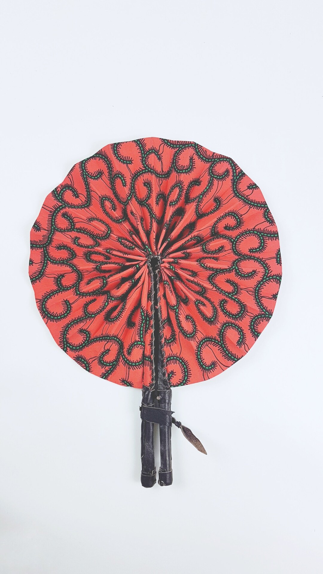 Handmade Ankara Fan, African Print Fan, Folding Fan, Leather Hand Fan ...