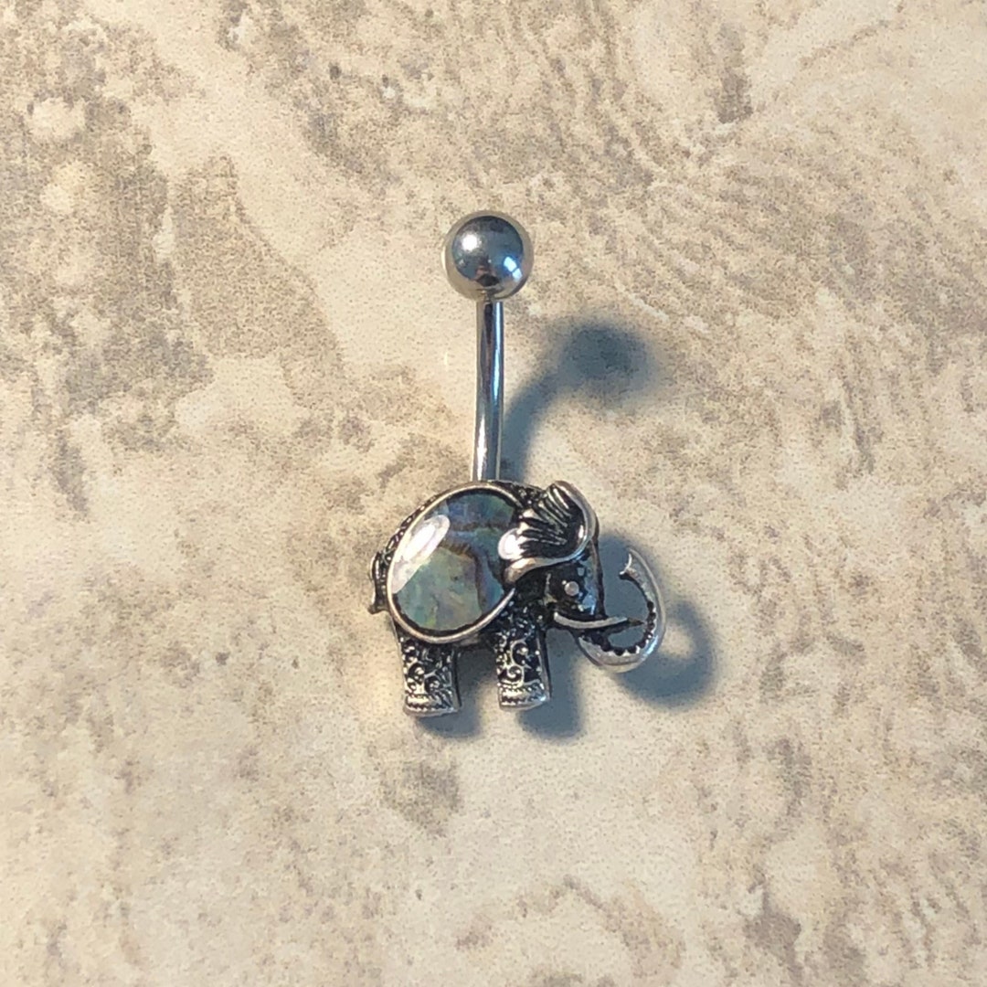 Elephant Simulated Abalone Belly Button Ring Navel Body - Etsy