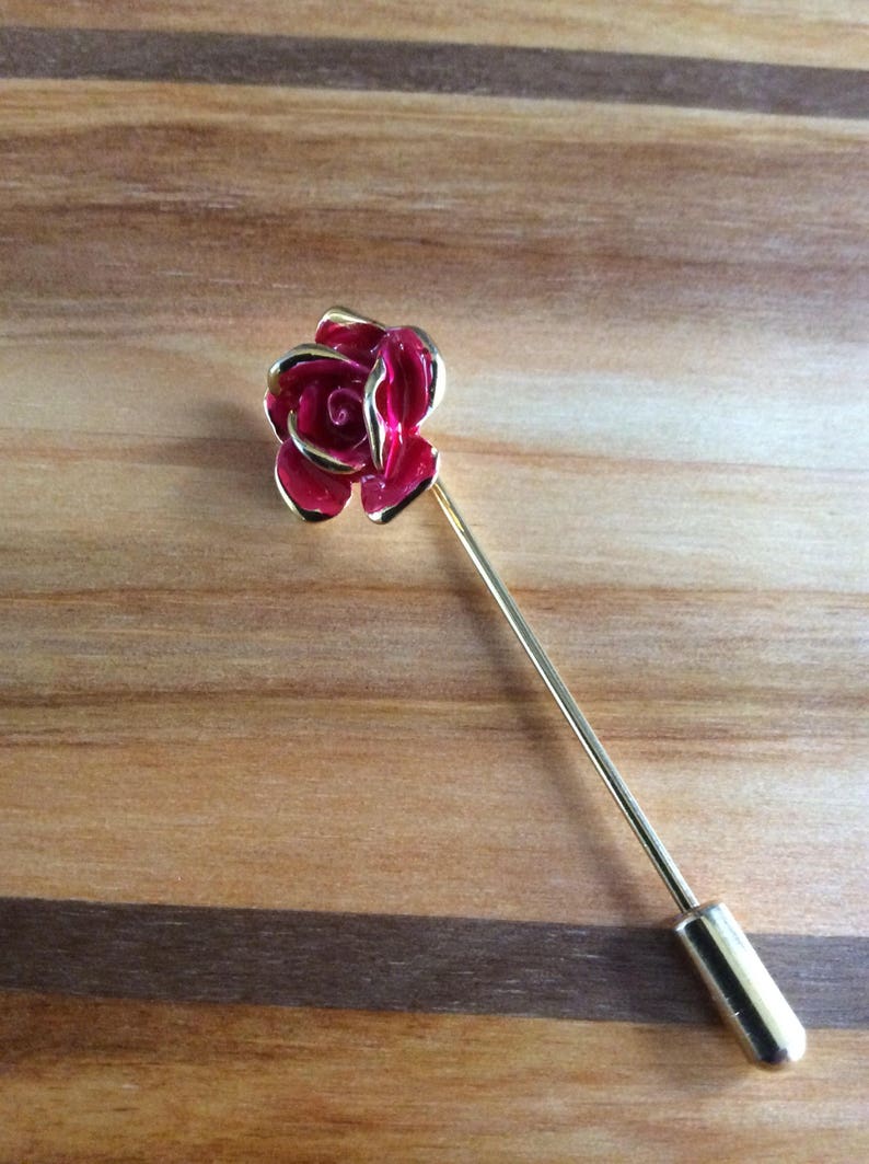 Red Flower Stick Pin - Etsy