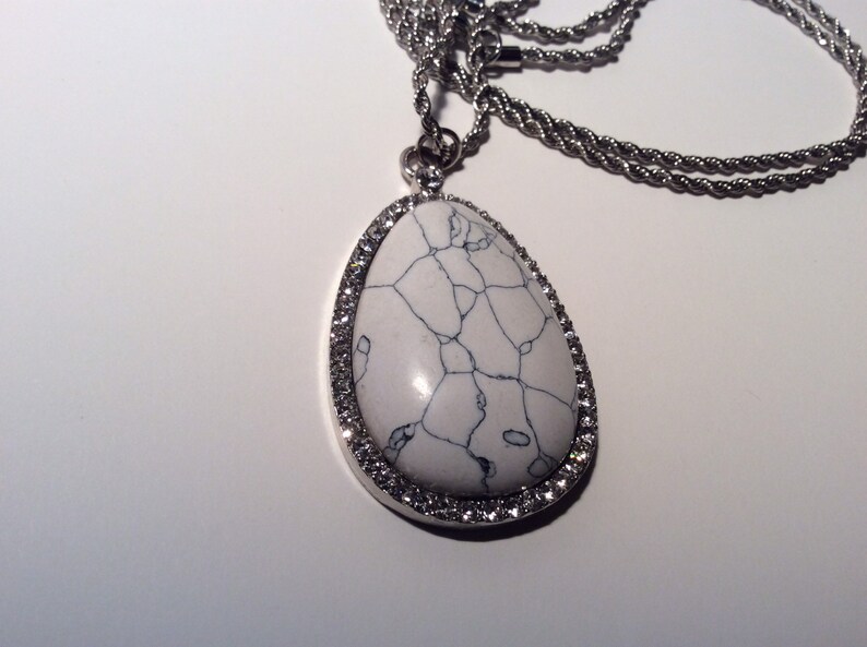 White Stone Pendant - Etsy
