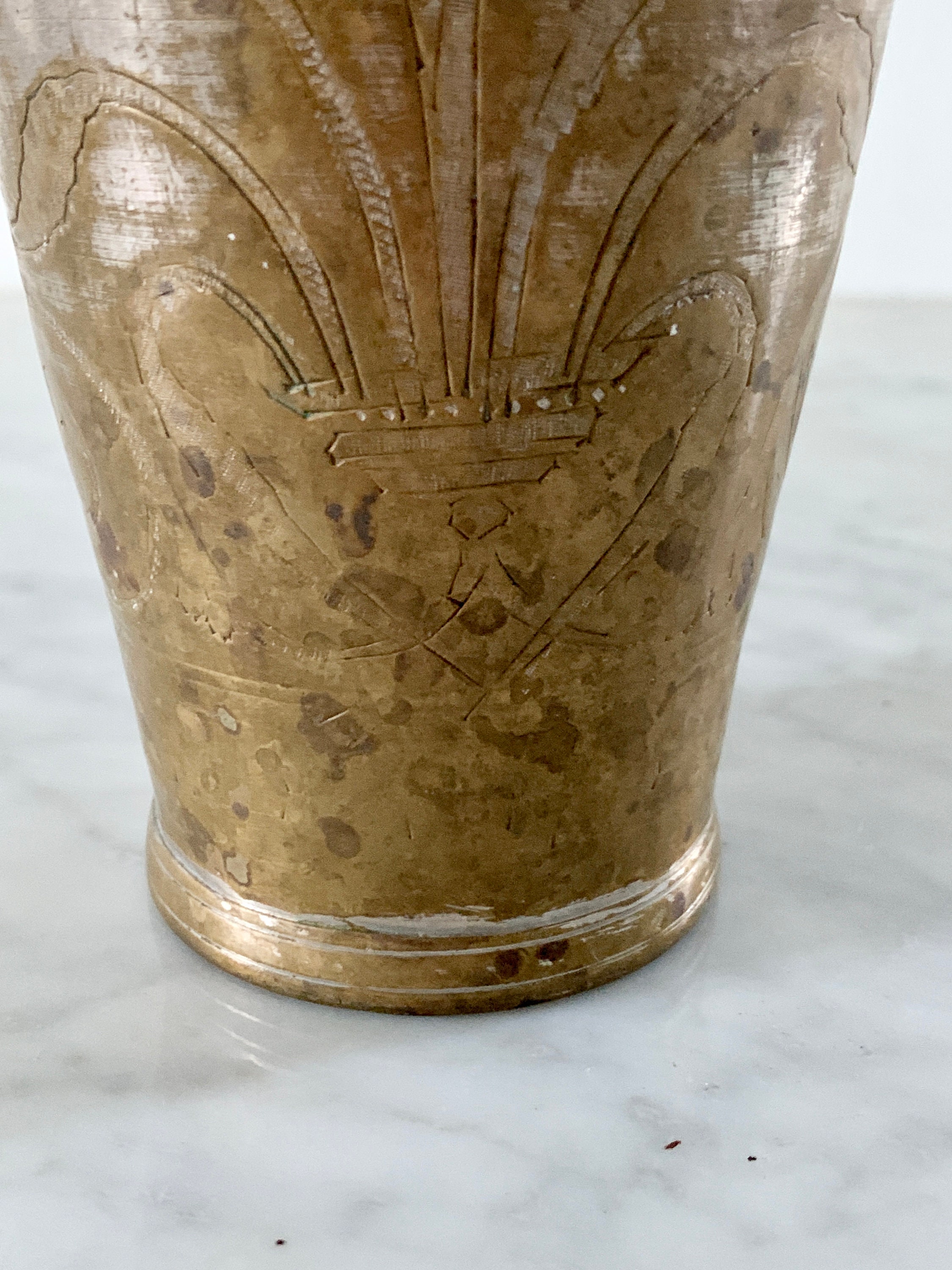 Antique Indian Etched Brass Metal Lassi Cups or Vases, Pair - Etsy