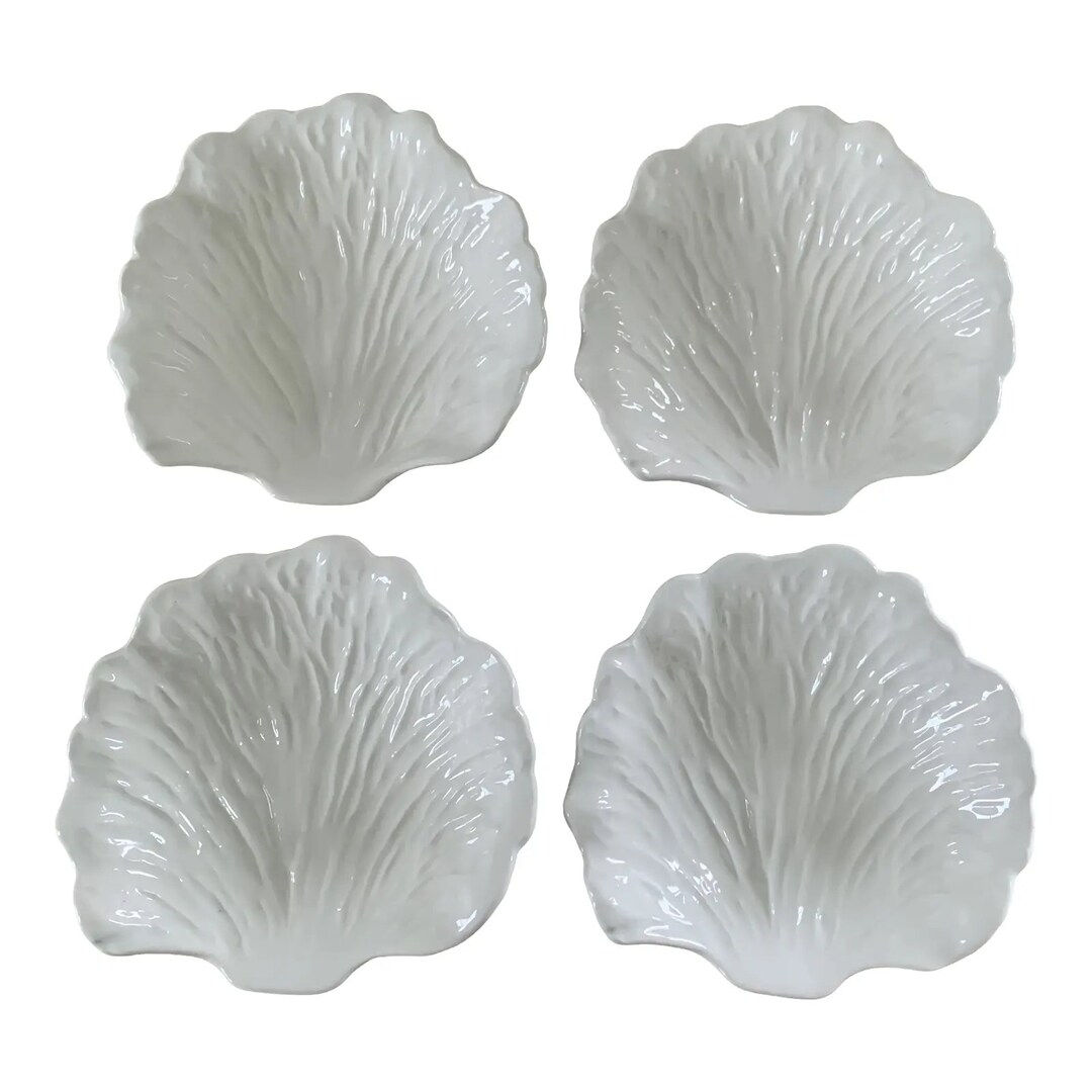 White Porcelain Cabbage Plates, Set of Four - Etsy