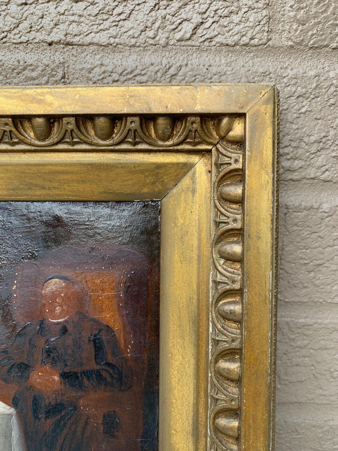 Antique Hand Painted Framed Oil on Canvas of a Priest, Late 19th ...