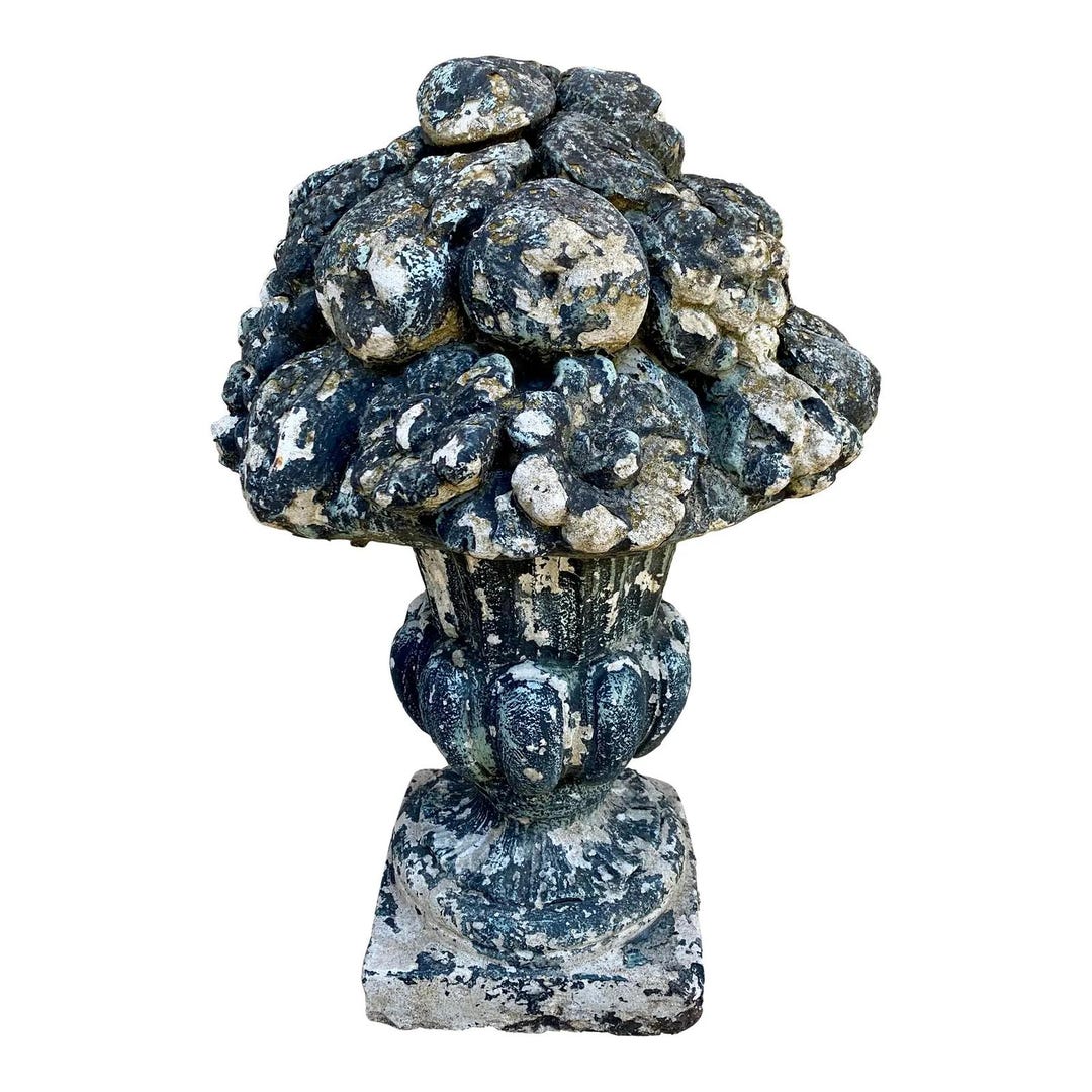 Neoclassical Cast Stone Topiary Urn Filled With Fruit Garden Statue - Etsy