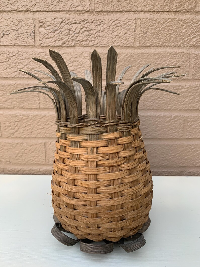 Vintage Pineapple Woven Wicker Vase Basket - Etsy