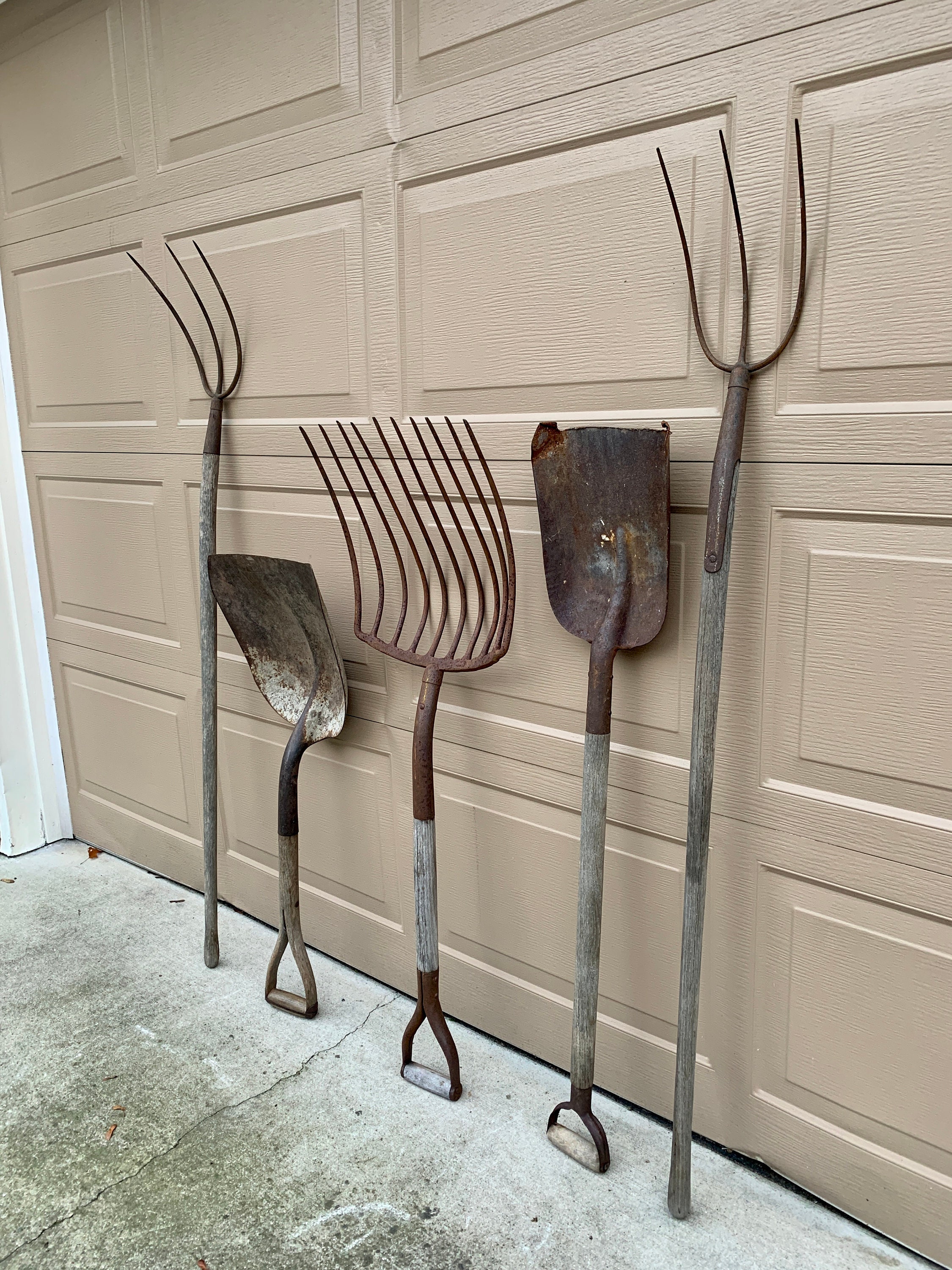 Early 20th Century Wooden and Iron Garden Tools, Set of Five - Etsy