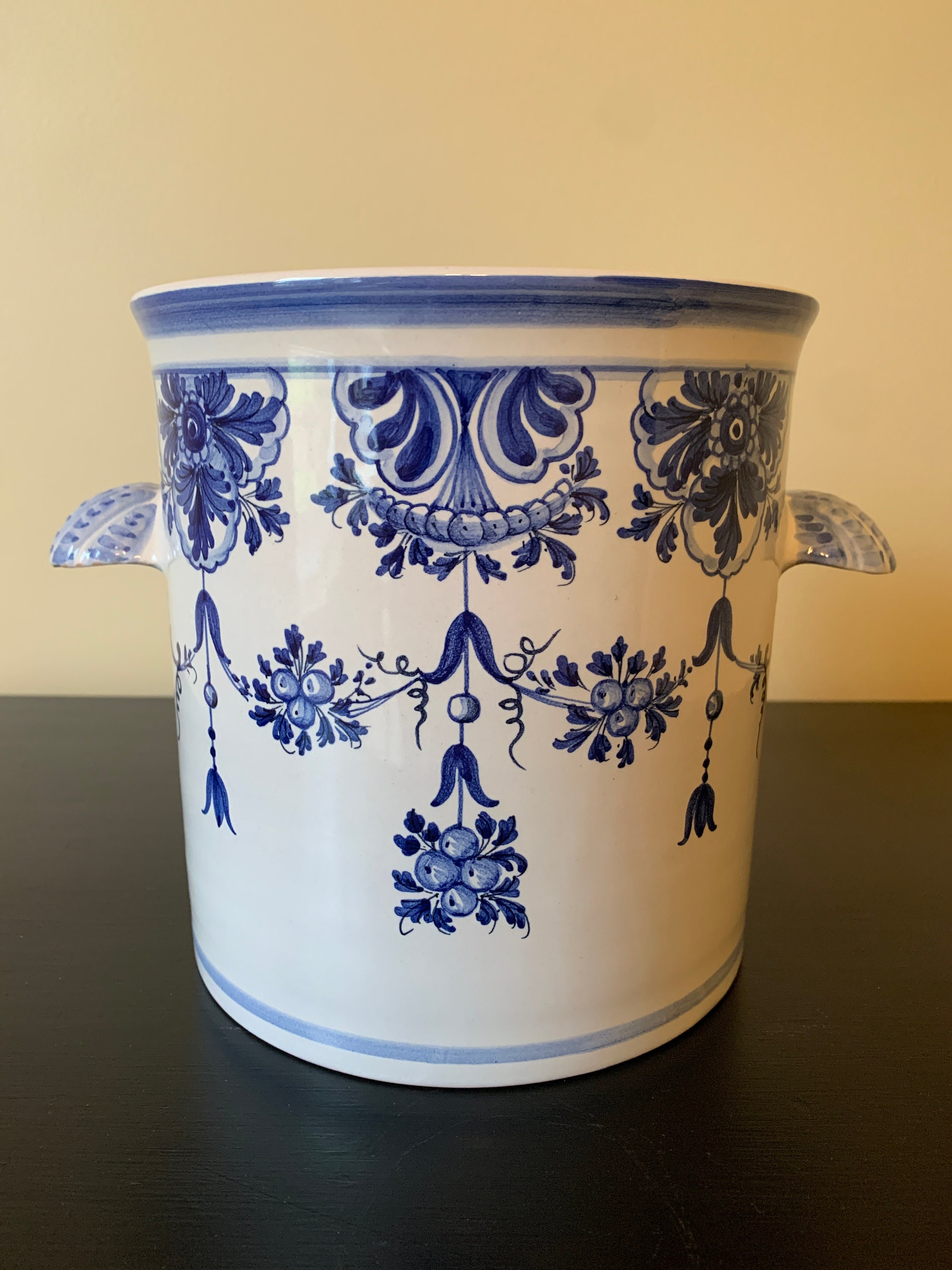 Italian Hand Painted Blue and White Porcelain Ice Bucket - Etsy