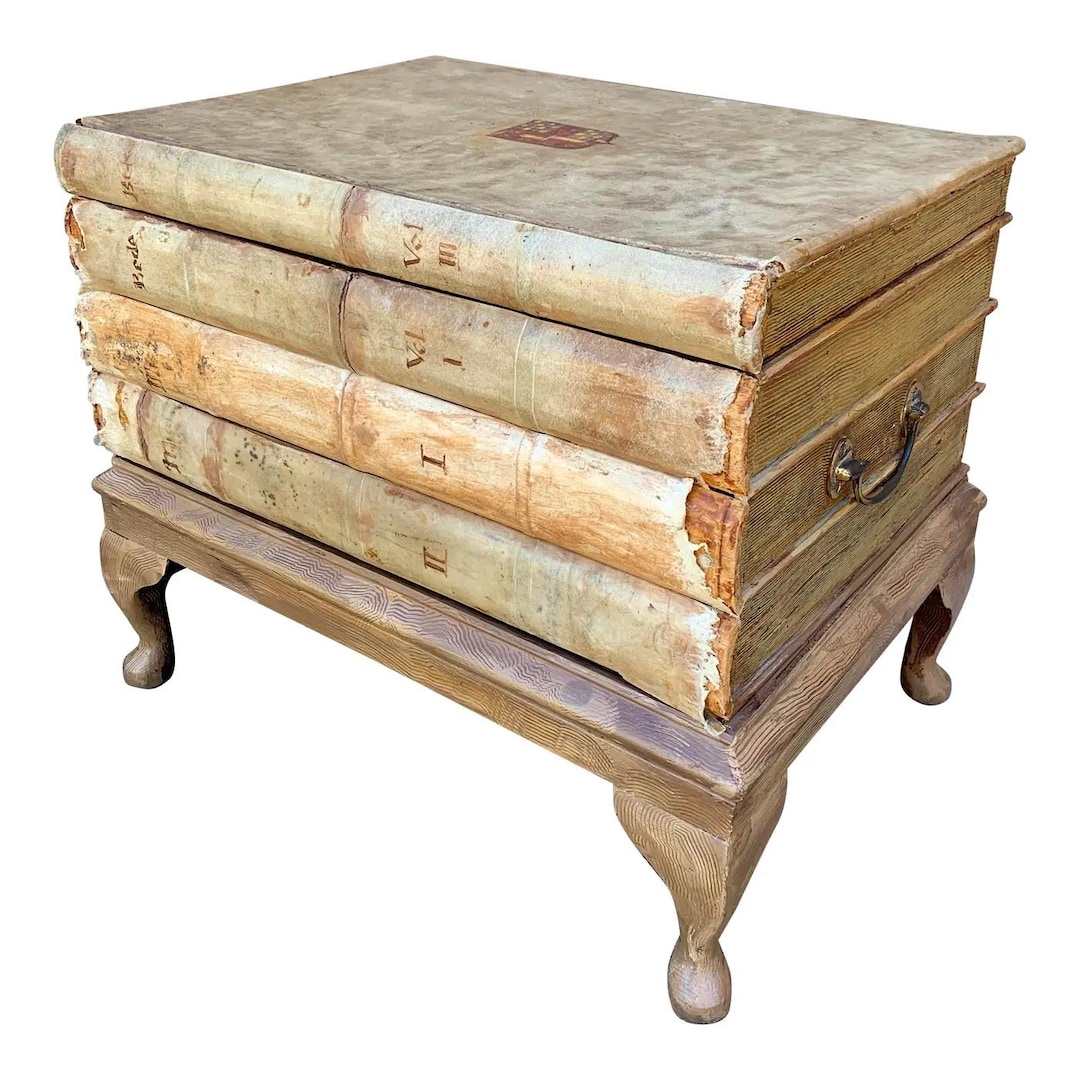 Vintage Trompe L'oeil Faux Stack of Books Side Table - Etsy