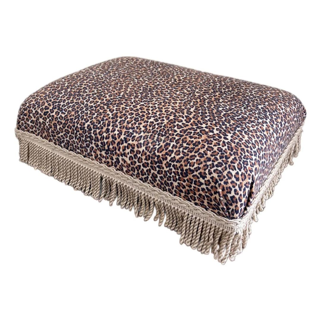 Vintage Leopard Print Footstool With Gold Fringe - Etsy