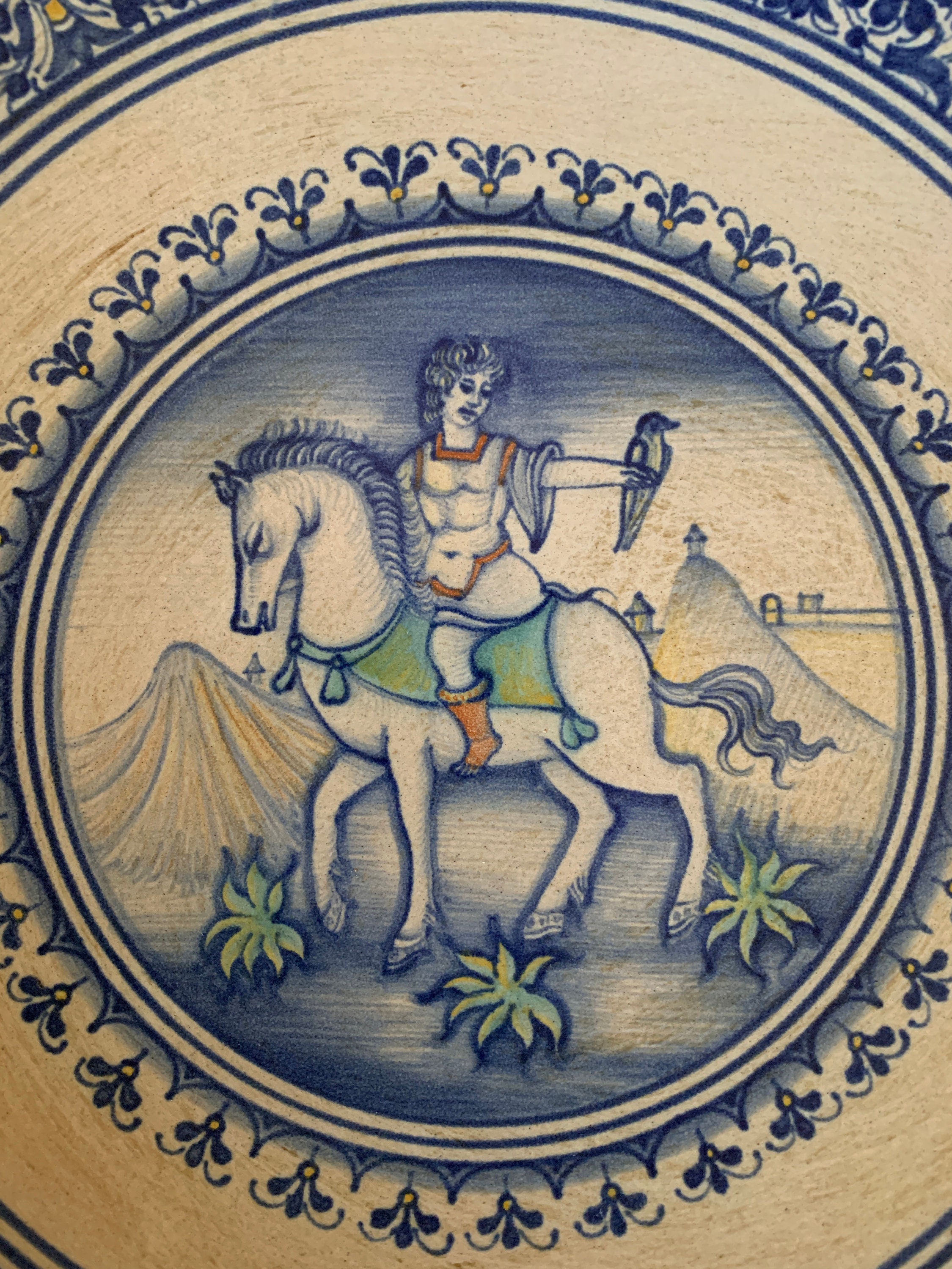 Italian Provincial Deruta Hand Painted Faience Allegorical Pottery Wall ...