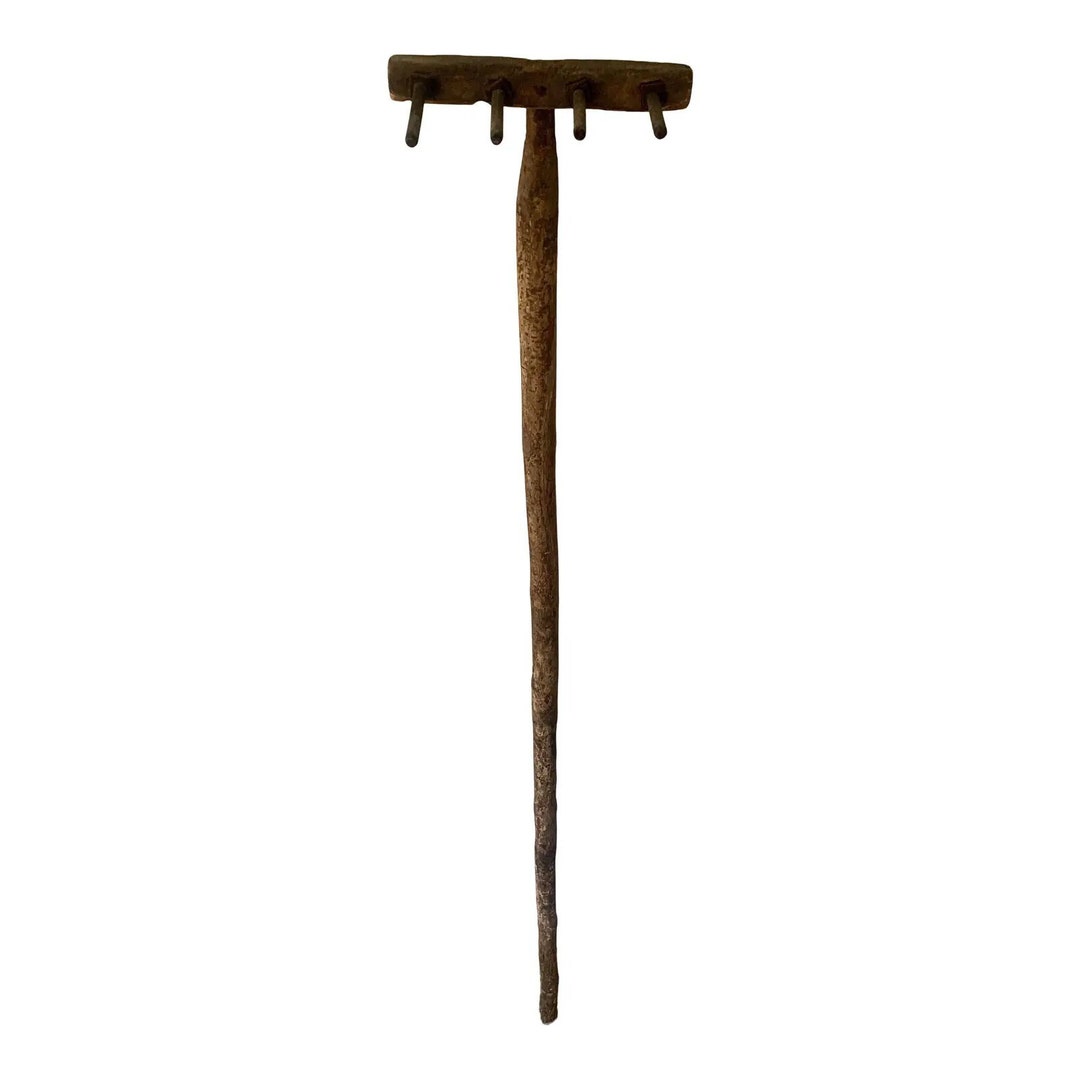 Early 20th Century Wooden Rake on Custom Wall Mount - Etsy