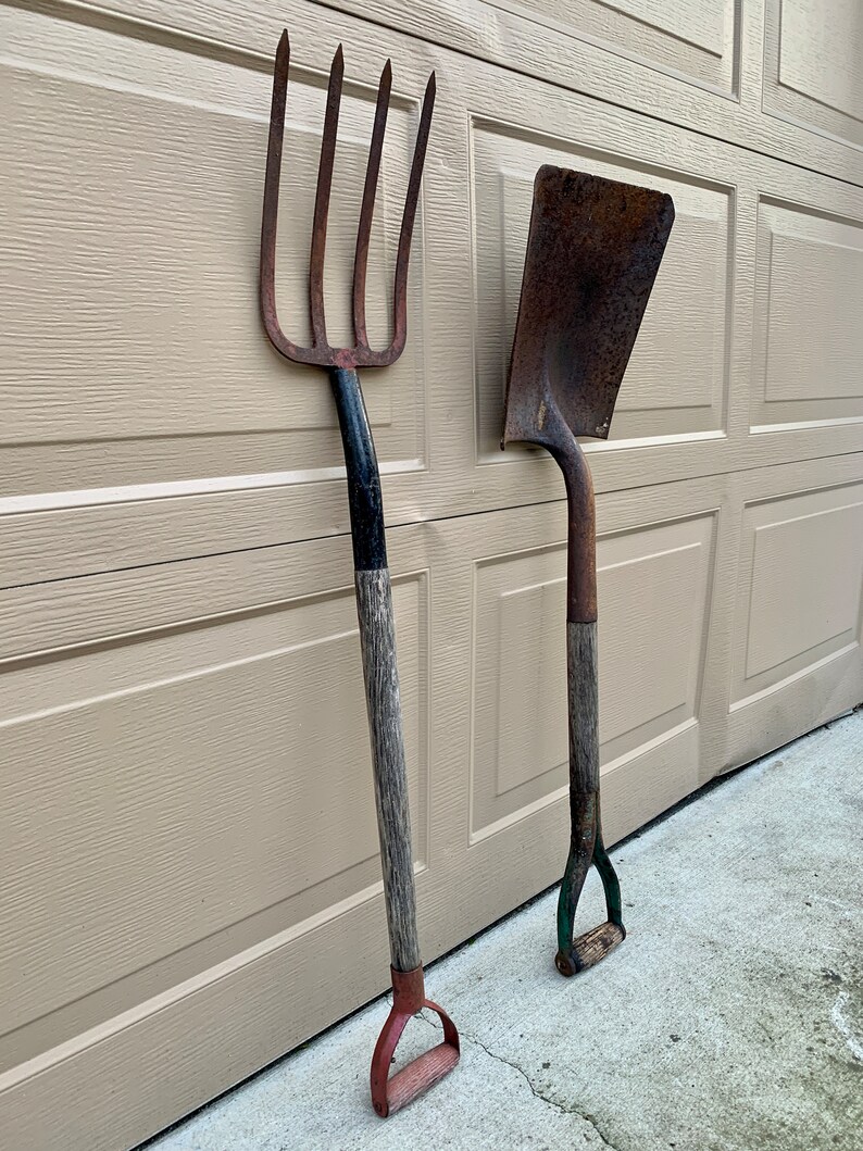 Early 20th Century Wooden and Iron Garden Tools, Pair - Etsy