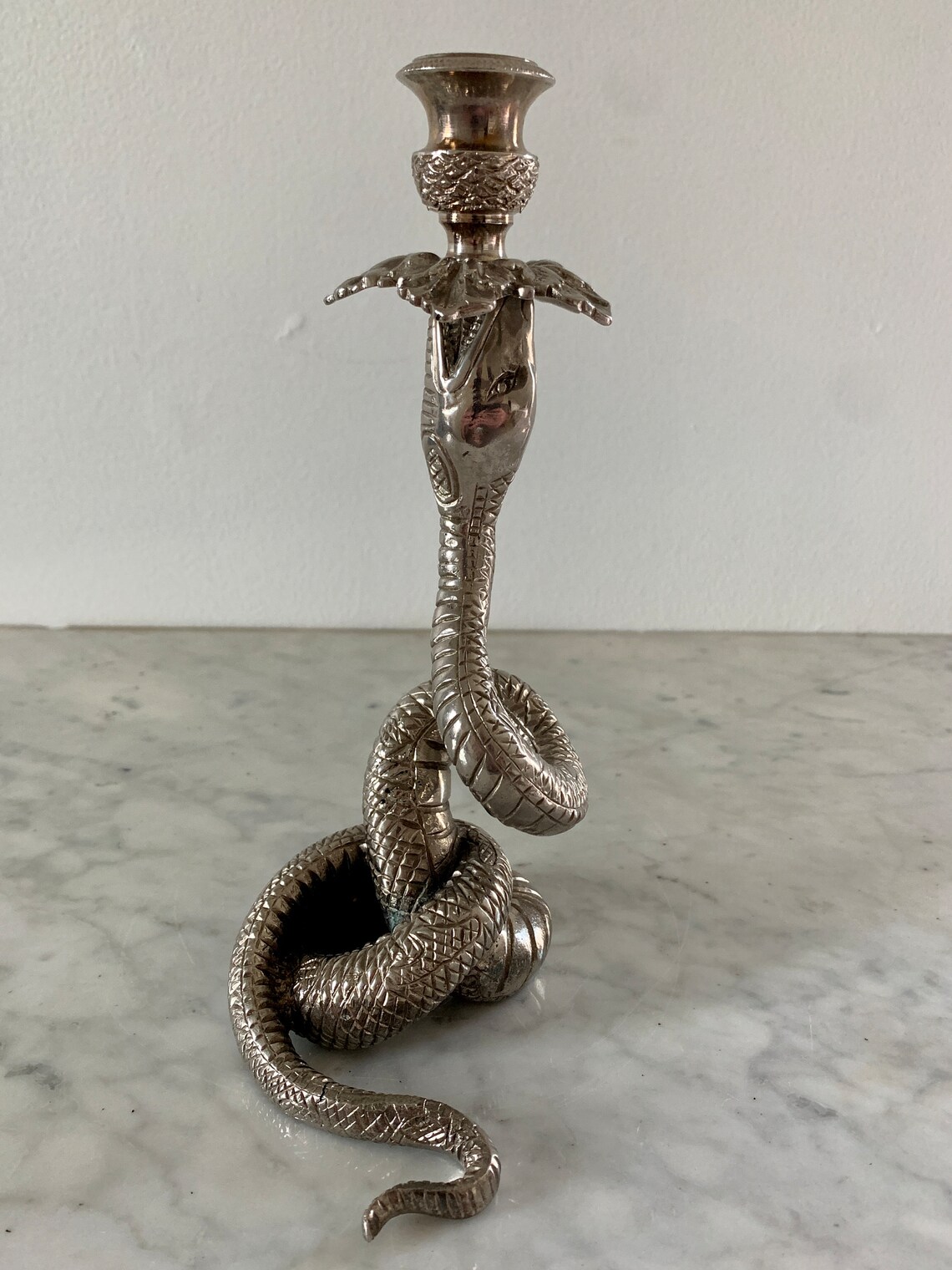 Vintage Silver Serpent Snake Candle Holder - Etsy