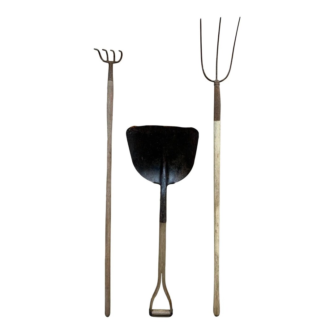 Early 20th Century Wooden and Iron Garden Tools, Set of Three - Etsy