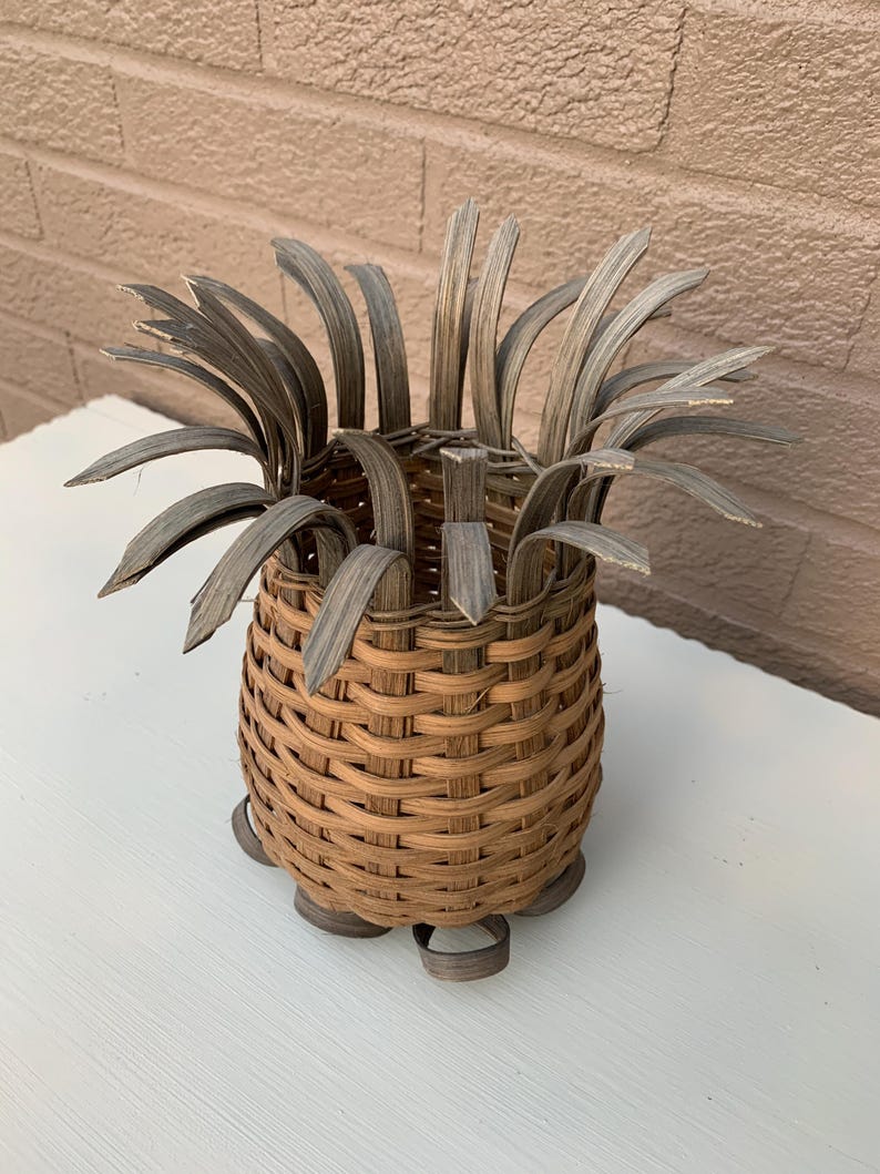 Vintage Pineapple Woven Wicker Vase Basket - Etsy