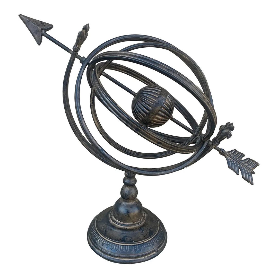 Vintage French Country Iron Garden Armillary Sundial, Classic English ...