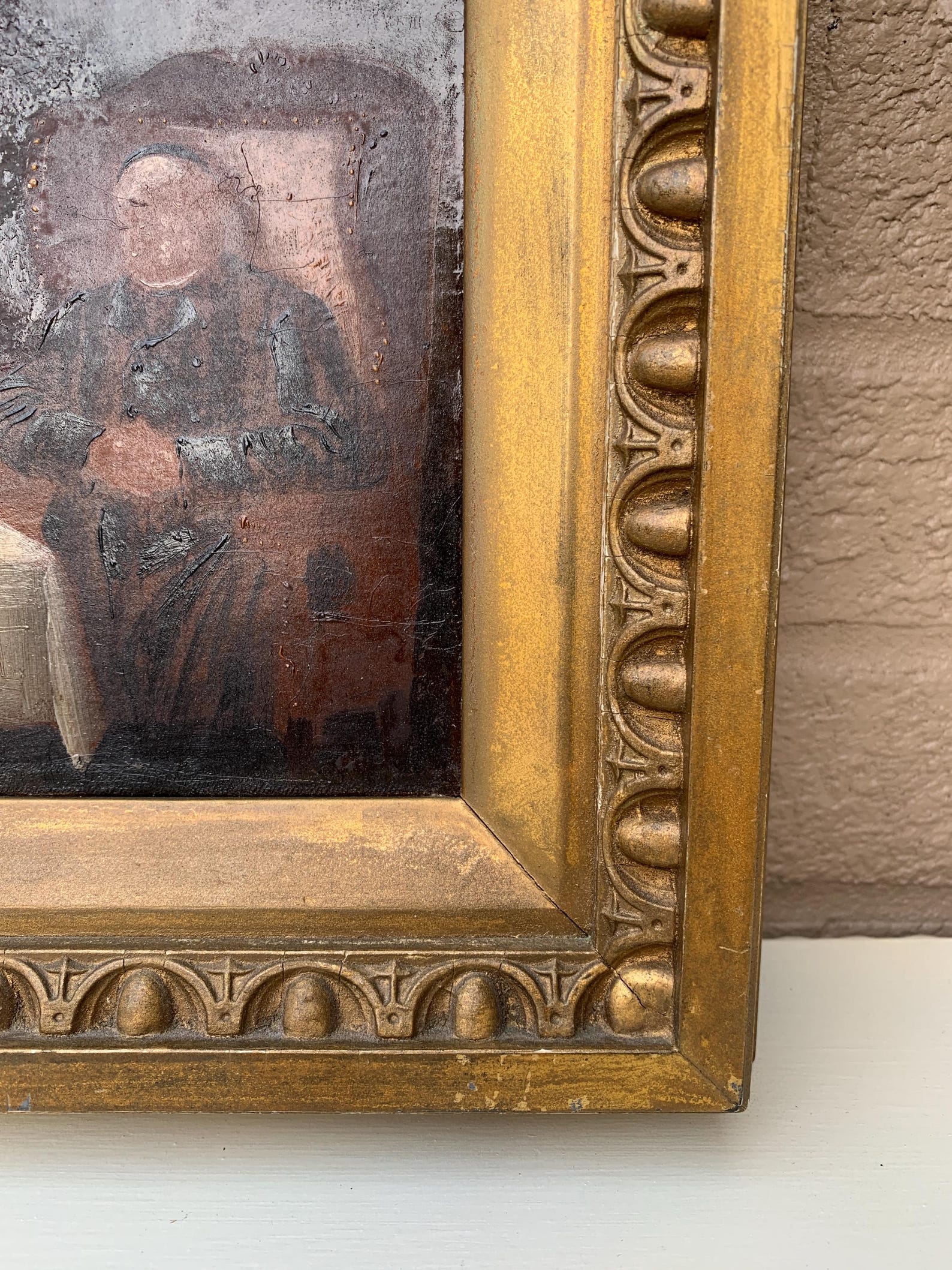 Antique Hand Painted Framed Oil on Canvas of a Priest, Late 19th ...