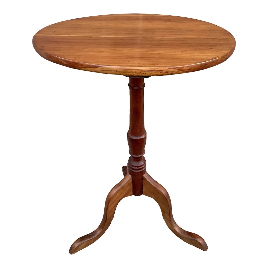 Antique American Colonial Cherry Candle Stand or Side Table, Mid 19th ...