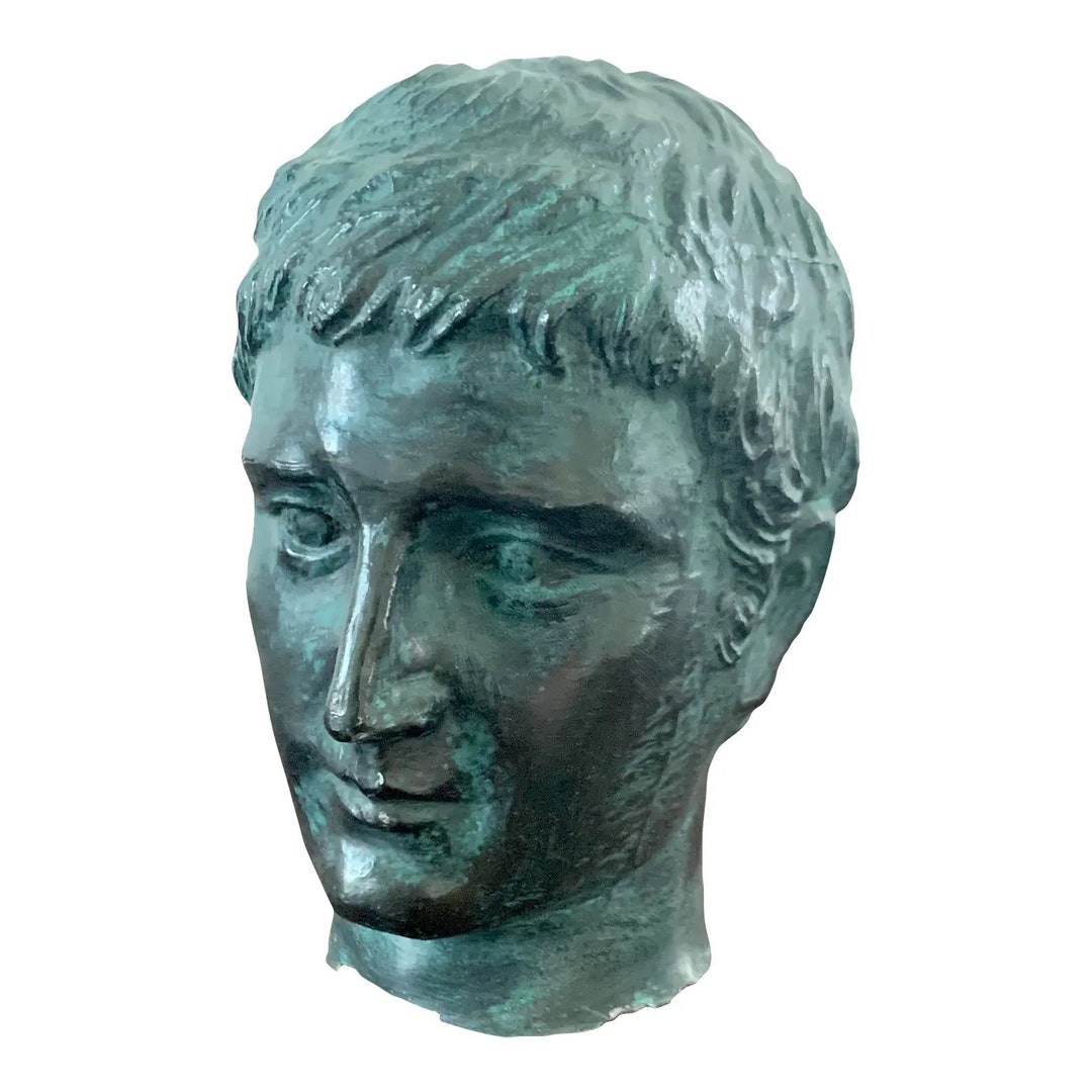 Vintage Brass Verdigris Male Head Bust Sculpture - Etsy